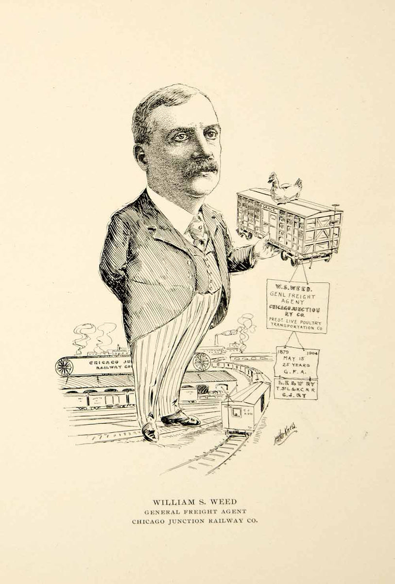 1904 Lithograph William S. Weed Freight Agent Chicago Junction Railway ...