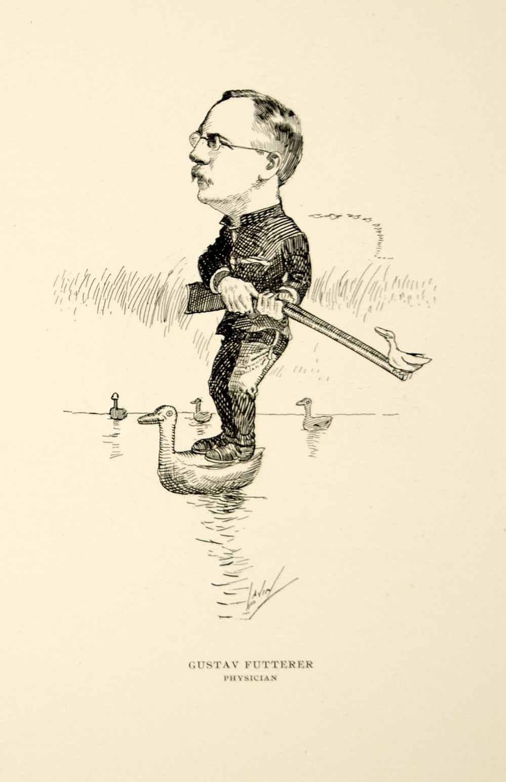 1904 Lithograph Gustav Futterer Physician Doctor Chicago Illinois Lavi ...