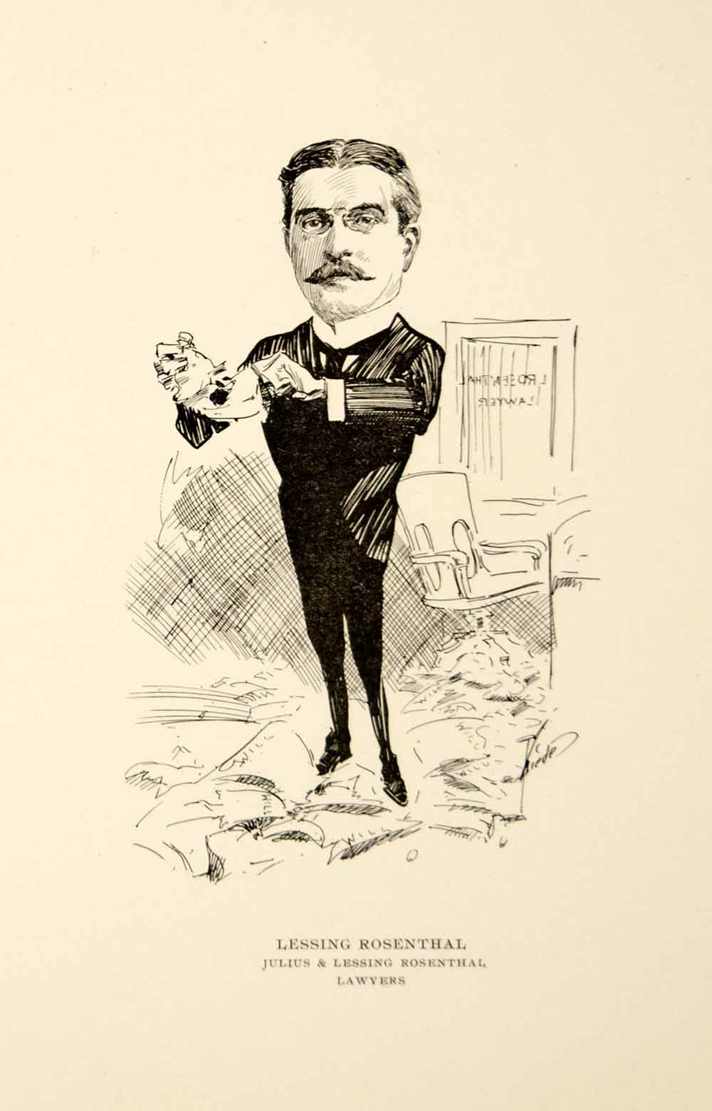 1904 Lithograph Lessing Rosenthal Lawyer Julius Law Firm Chicago Illin ...