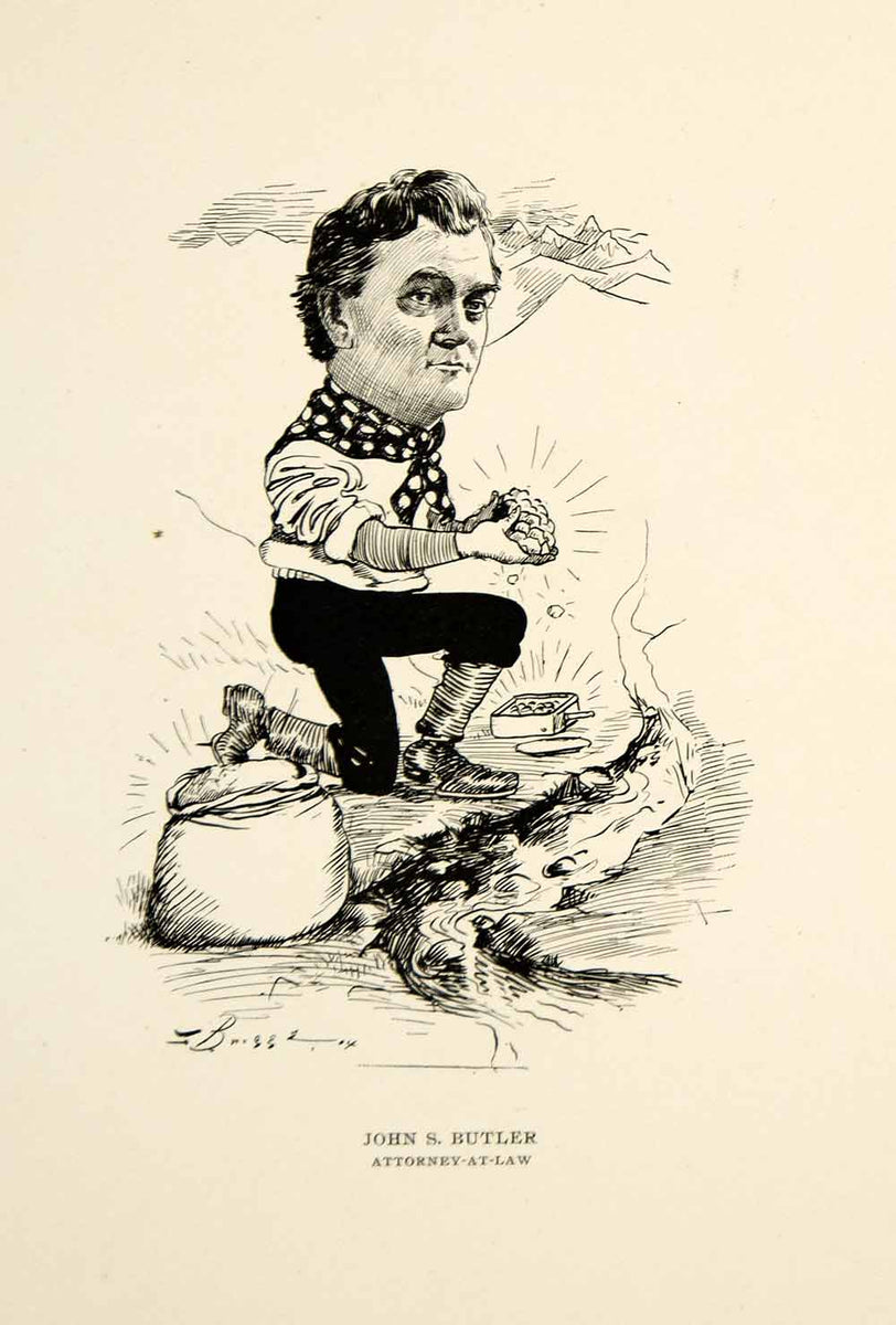 1904 Lithograph John S. Butler Lawyer Chicago Illinois C.A. Briggs Car ...