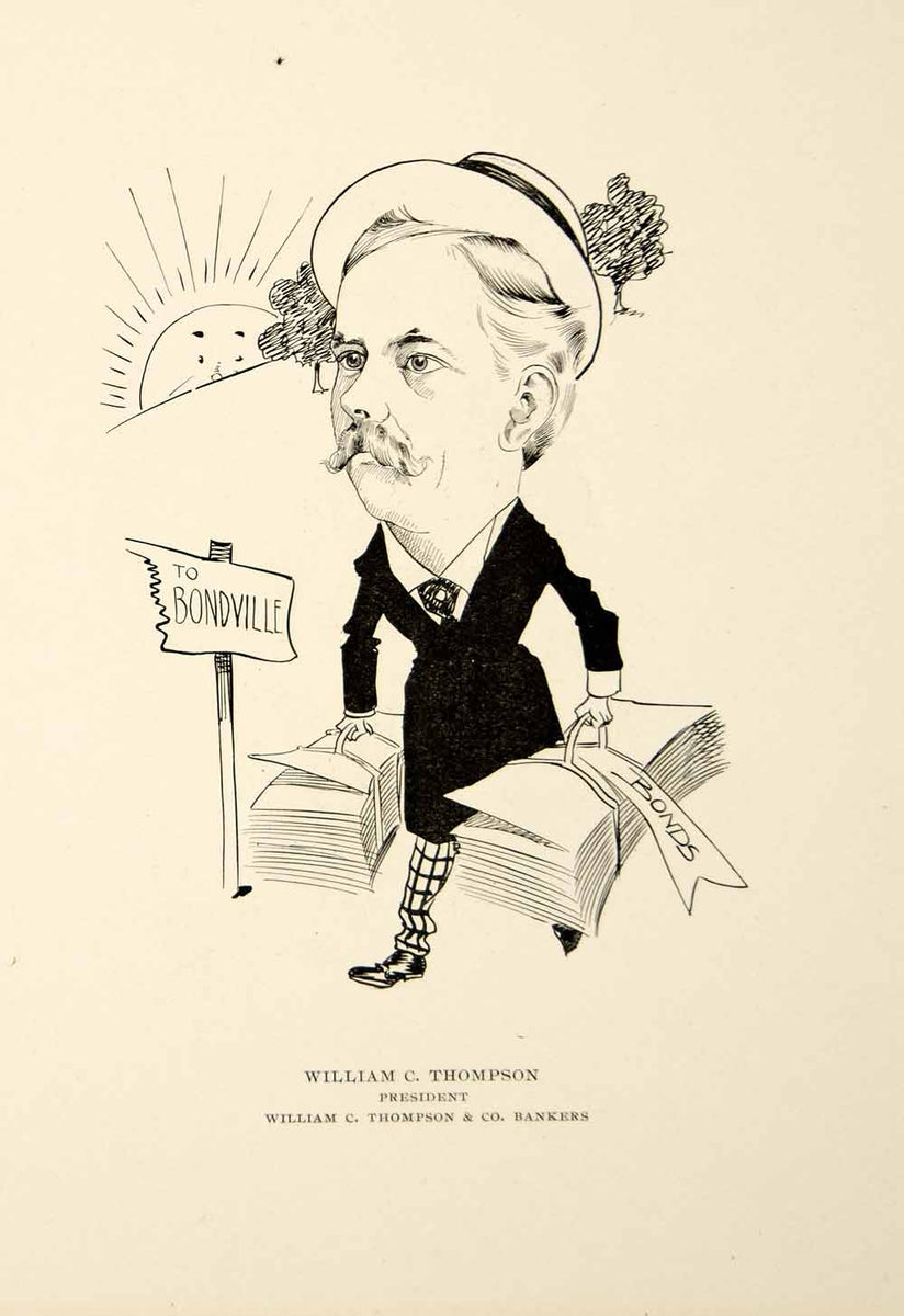 1904 Lithograph William C. Thompson President Company Bankers Chicago ...