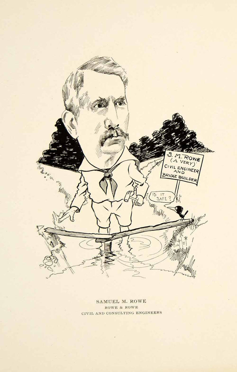 1904 Lithograph Samuel M. Rowe Civil Engineer Chicago Illinois Portrai ...