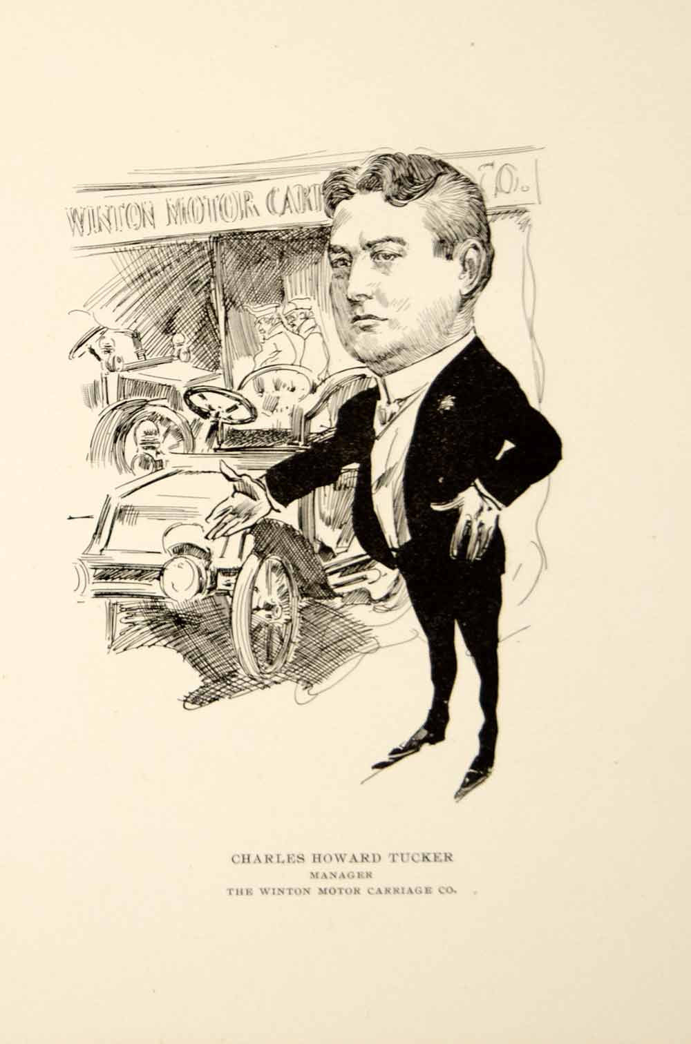 1904 Lithograph Charles Howard Tucker Winton Motor Carriage Chicago Ca ...