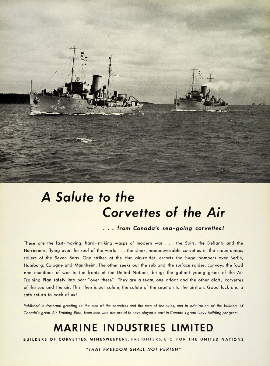 1942 Ad Marine Industries Corvettes Warship Frigate Battleship WWII CW ...