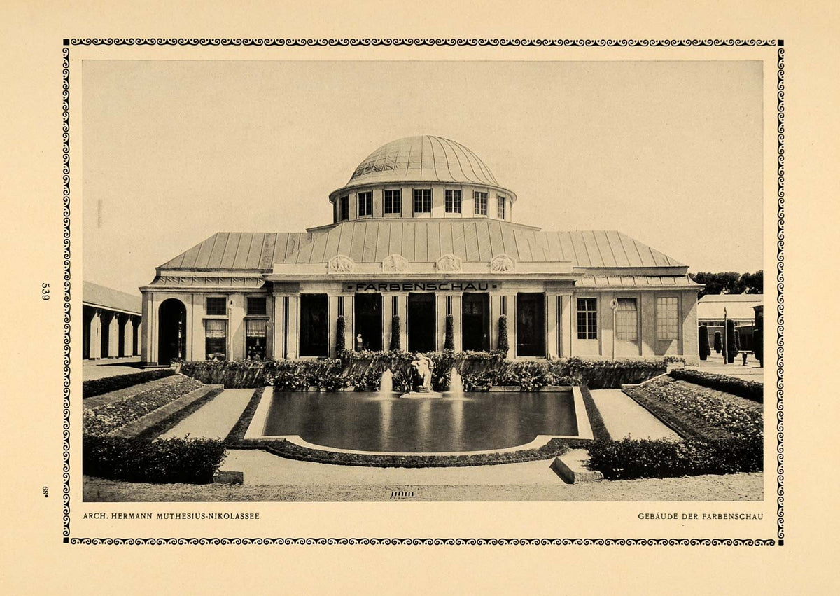 1914 Print Hermann Muthesius-Nikolassee Farbenschau Building Architect ...