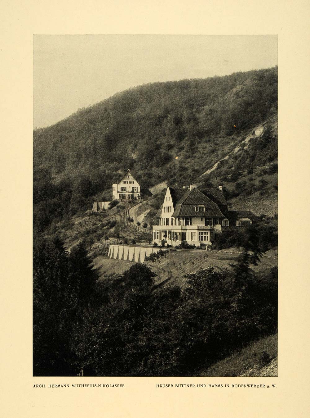 1913 Print Hauser Buttner Harms Bodenwerder Hillside Hermann Muthesius ...
