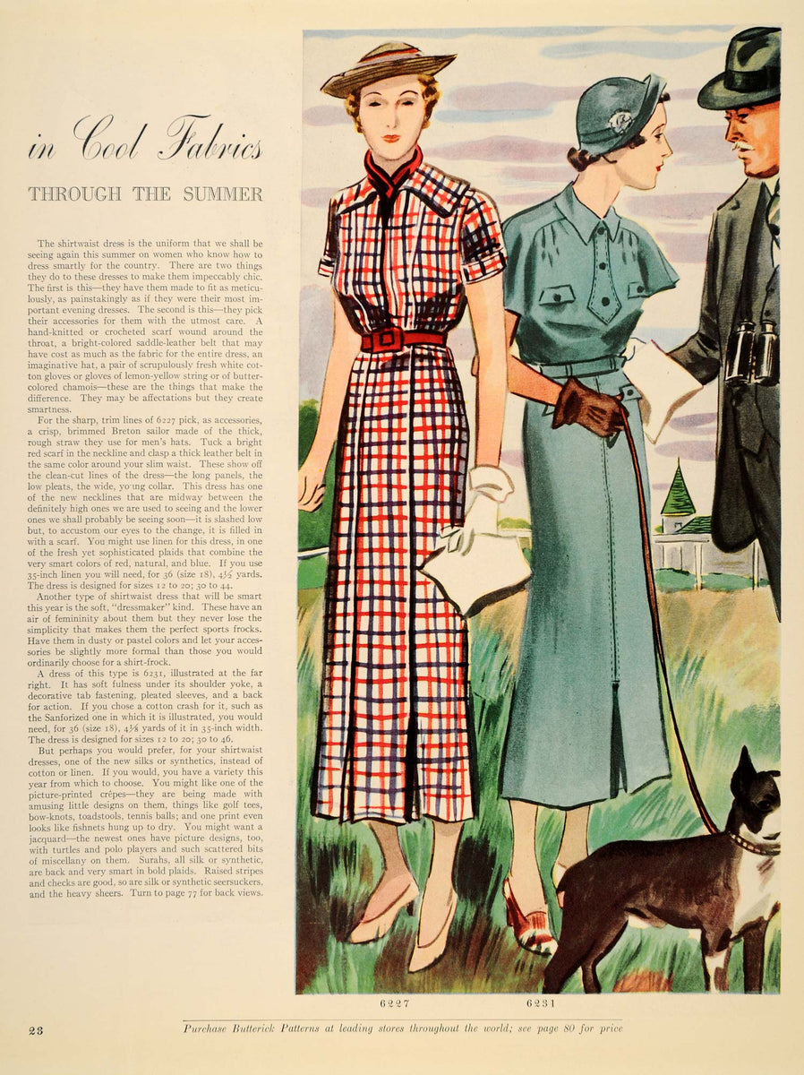 1935 Article Butterick Fashion Summer Dress Patterns Women Vintage DL2 ...