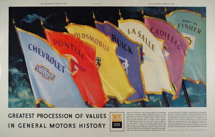 1933 Double Page Ad GM General Motors Autos Cars Flags - ORIGINAL DP1 ...