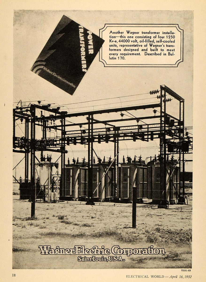 1932 Ad Wagner Electric Corp. Power Transformers MO - ORIGINAL ADVERTI ...