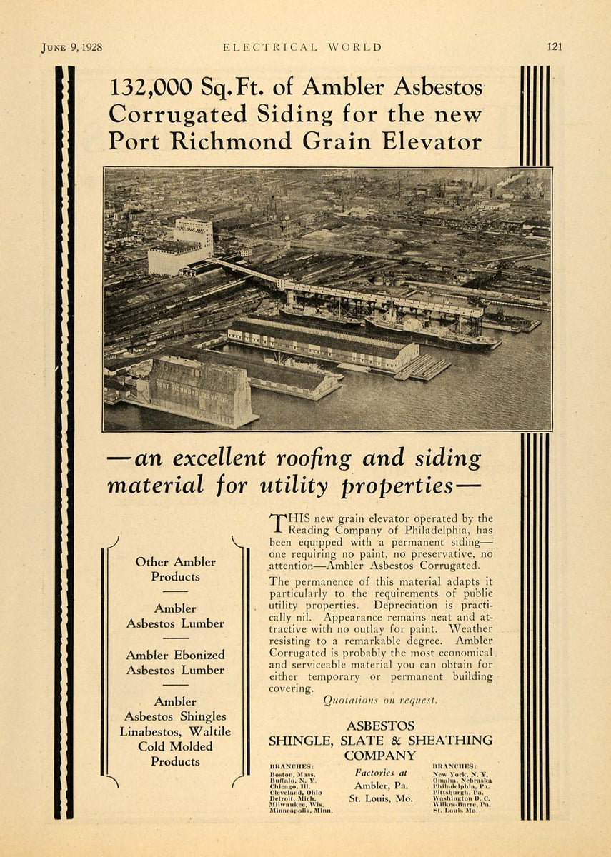 1928 Ad Asbestos Shingle Stale & Sheathing Corrugated - ORIGINAL ELC1 ...
