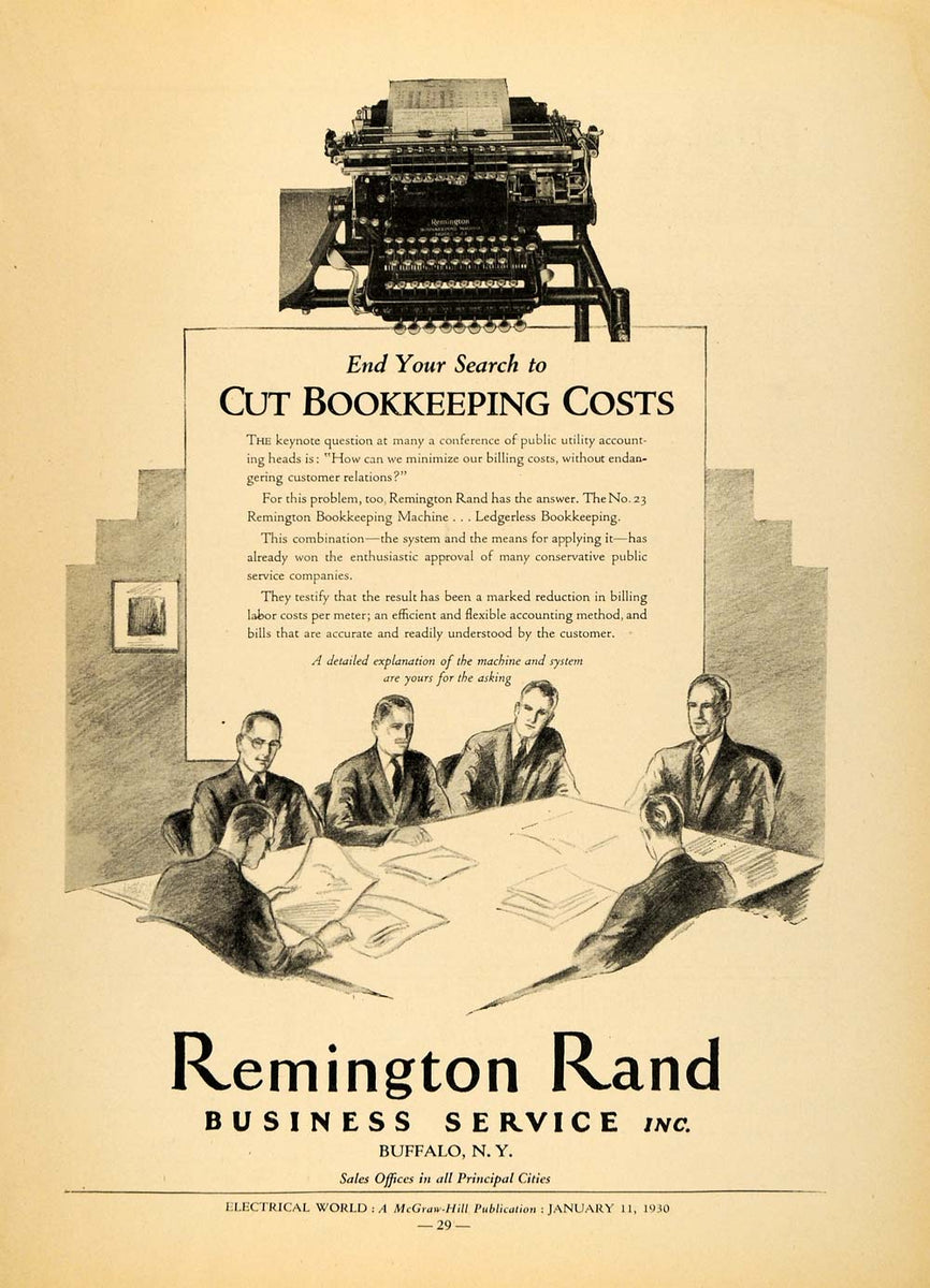 1930 Ad Remington Rand Business Bookkeeping Machine - ORIGINAL ADVERTI ...