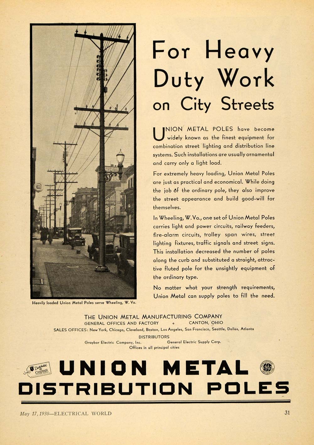 1930 Ad Union Metal Manufacturing Co Pole Wheeling W VA - ORIGINAL ELC ...