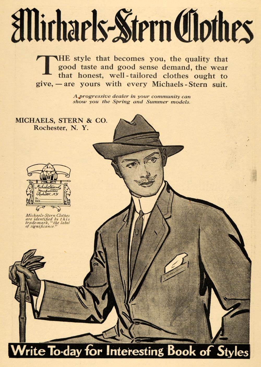 1911 Ad Michaels Stern Company Suit Tailored Clothes - ORIGINAL ADVERT ...