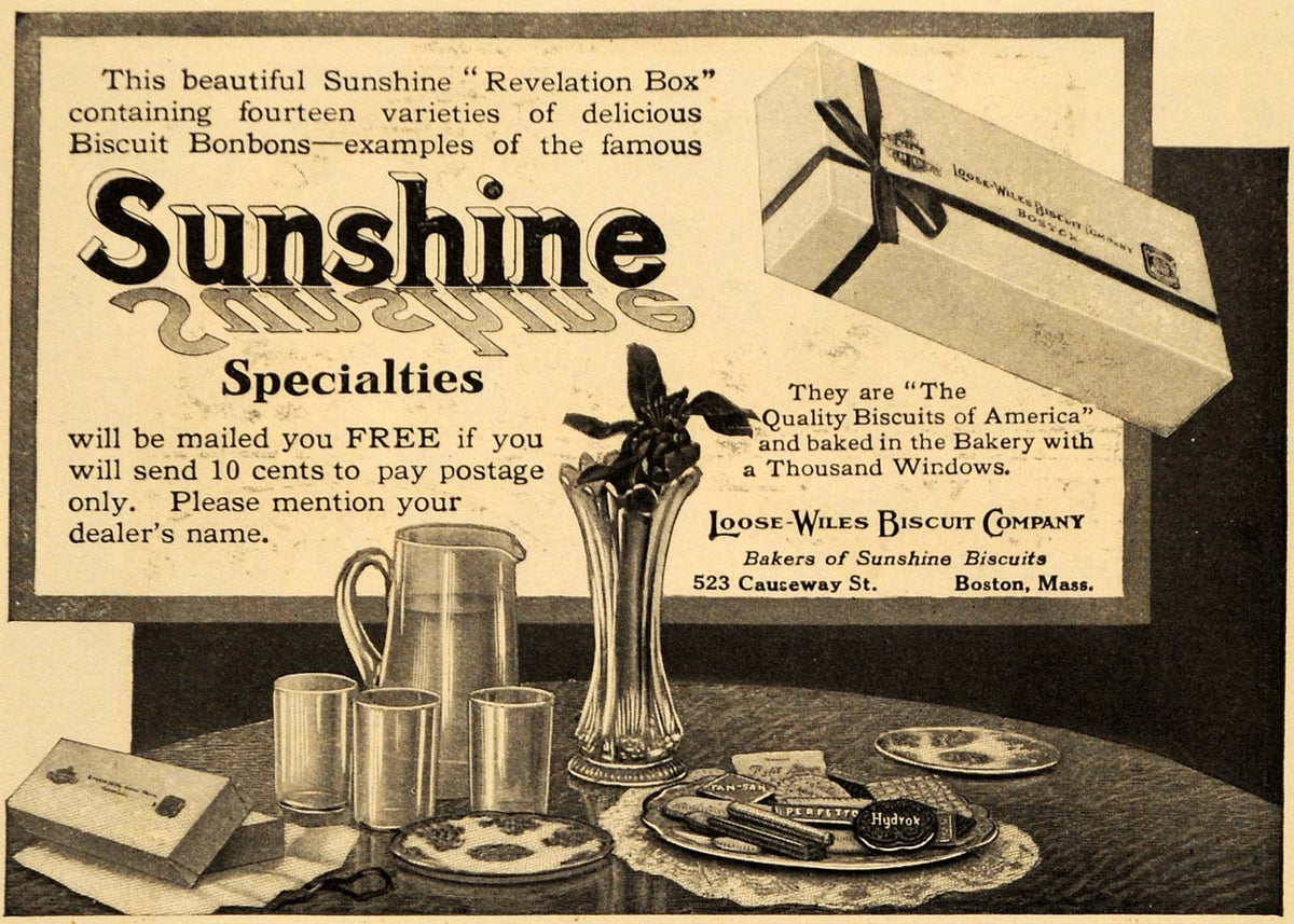 1913 Ad Biscuit Bonbon Sunshine Loose Wiles Candies Yum - ORIGINAL EM1 ...