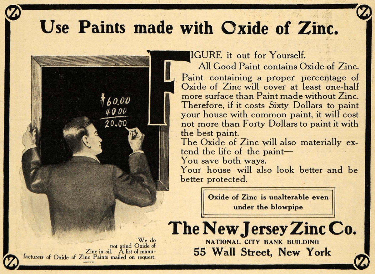 1911 Ad Oxide of Zinc Paints New Jersey Zinc Company - ORIGINAL ADVERT ...