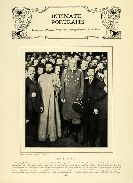 1905 Print Father Georgy Gapon Portrait Russian Working Class Leader P ...