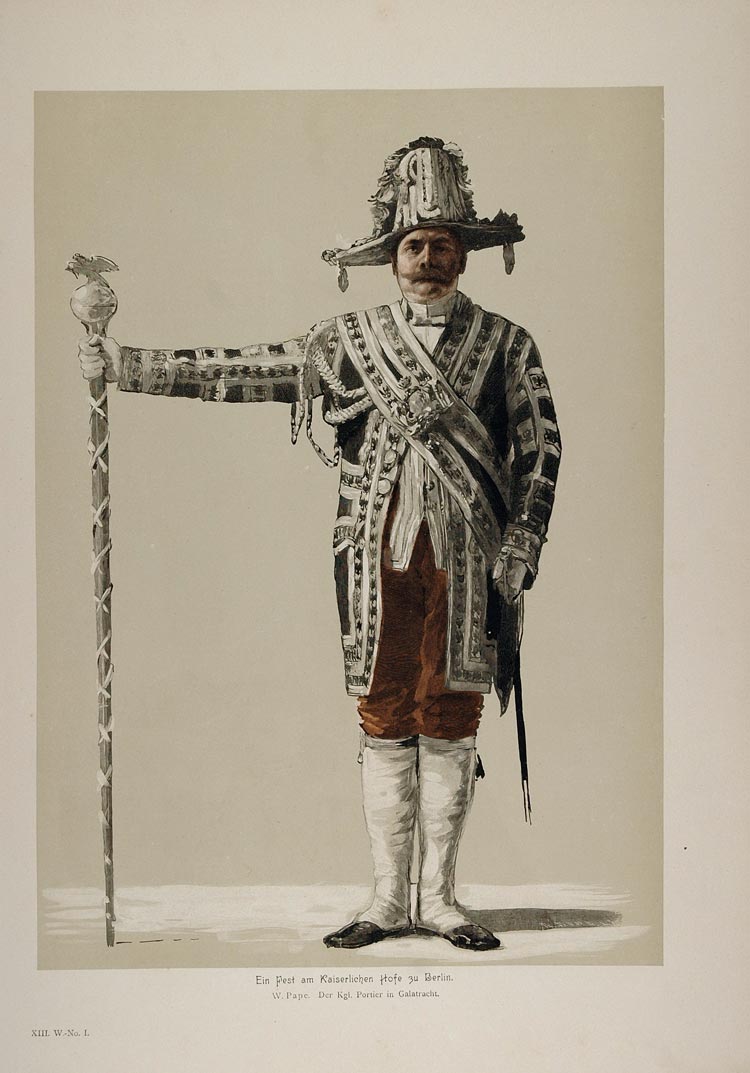 1899 Print German Imperial Guard Uniform Costume Pape - ORIGINAL ...