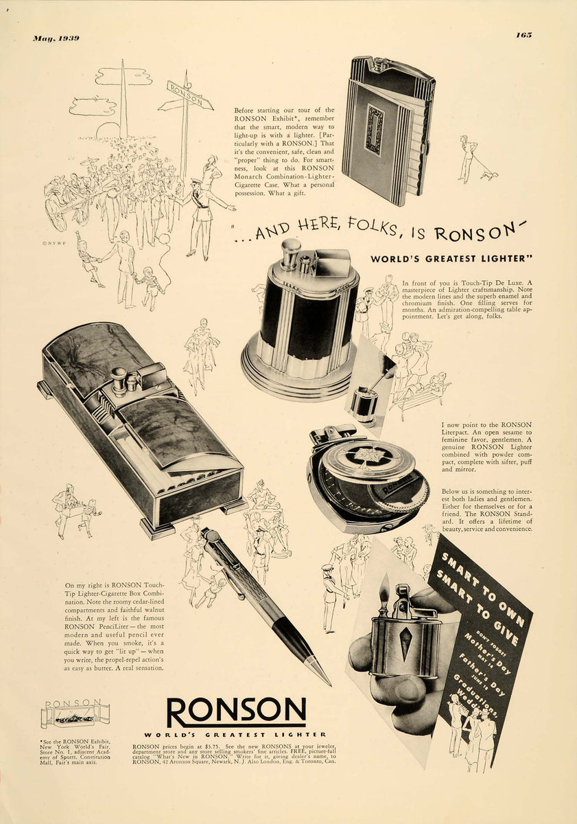 1939 Ad Ronson World's Greatest Lighter Creative Cases - ORIGINAL EQ1 ...