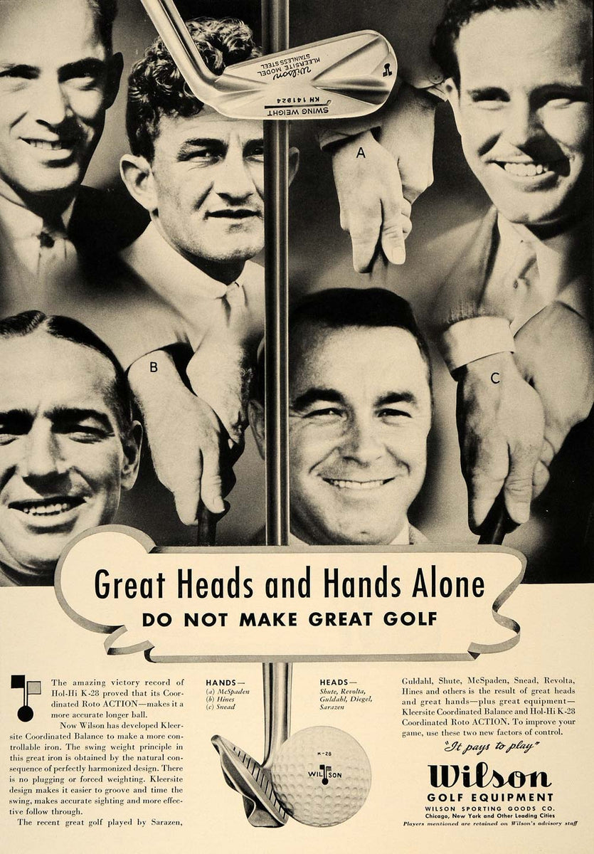 1938 Ad WIlson Golf Club Models Hol-Hi K-28 Roto Action - ORIGINAL ESQ ...