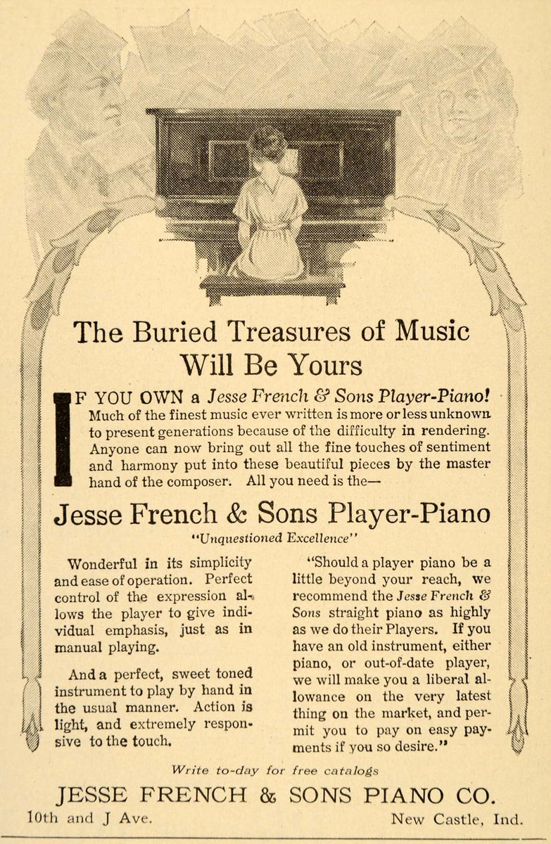 1925 Ad Jesse French Sons Player Piano New Castle Music - ORIGINAL ET2 ...