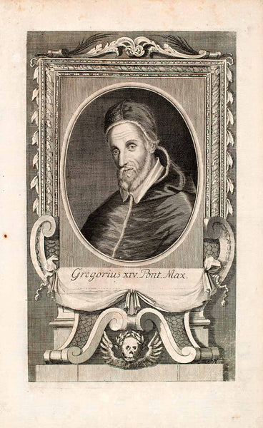 1721 Copper Engraving Portrait Pope Gregory XIV Roman Catholic Church ...
