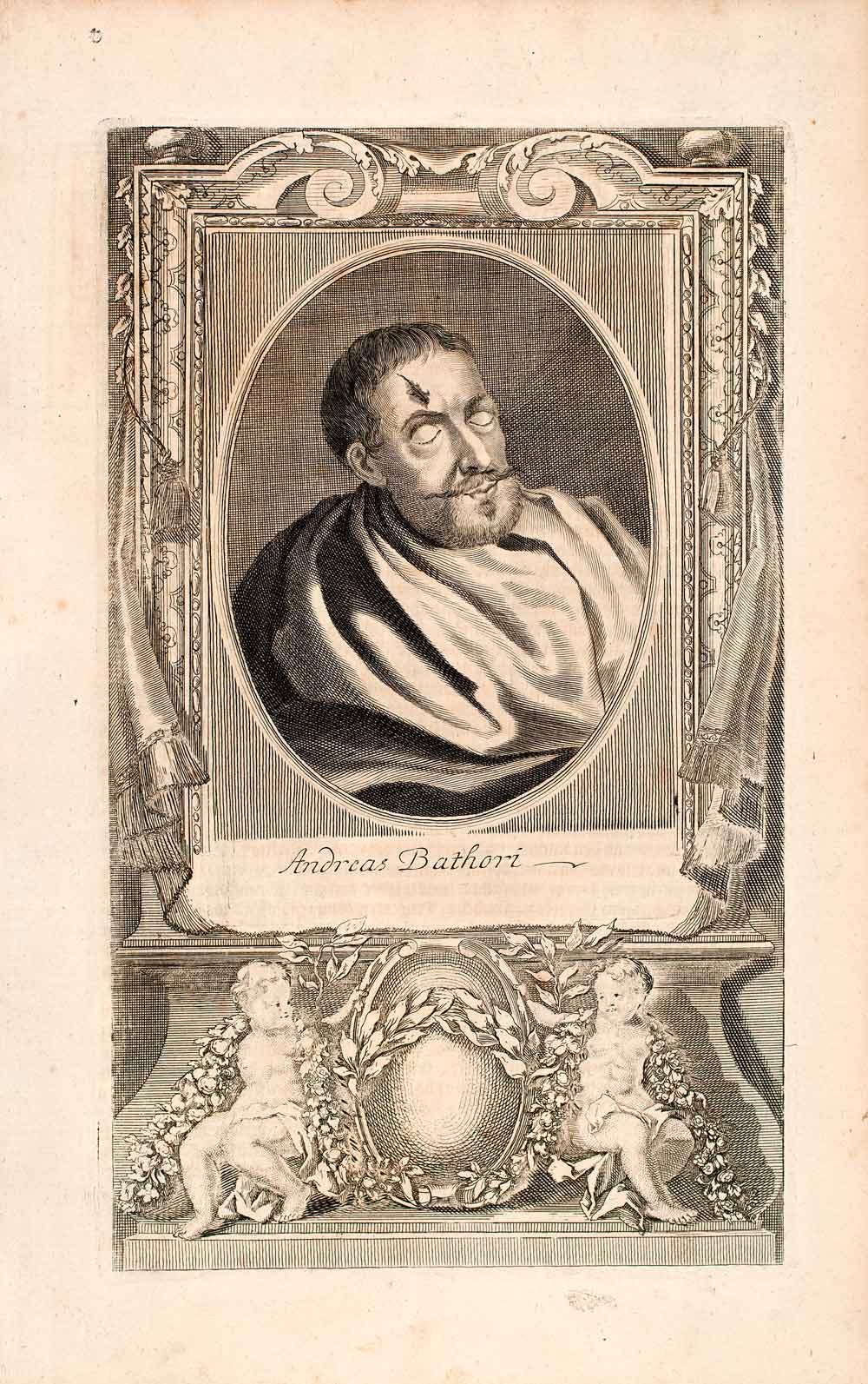 1721 Copper Engraving Portrait Andrew Bathory Prince Transylvania Card ...