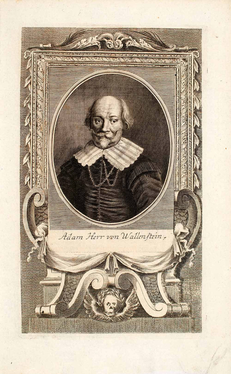 1722 Copper Engraving Adam Herr Von Wallenstein Portrait Holy Roman Em ...