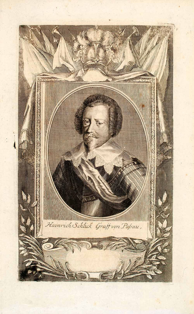 1722 Copper Engraving Count Heinrich Schlick Imperial Field Marshal Wa ...