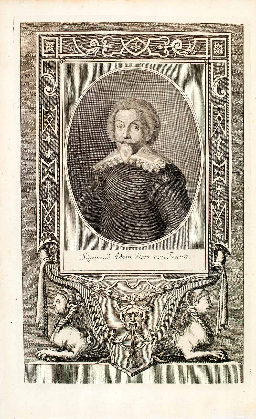 1722 Copper Engraving Portrait Sigmund Adam Herr Von Traun Holy Roman ...