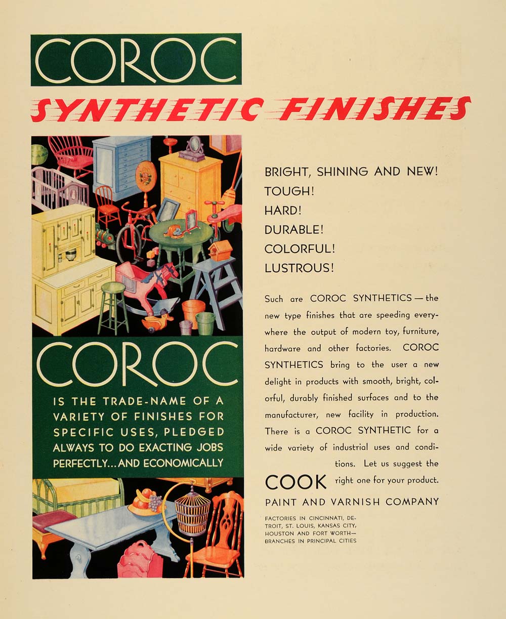 1931 Ad Cook Paint Varnish Coroc Synthetic Illustration - ORIGINAL F1A ...