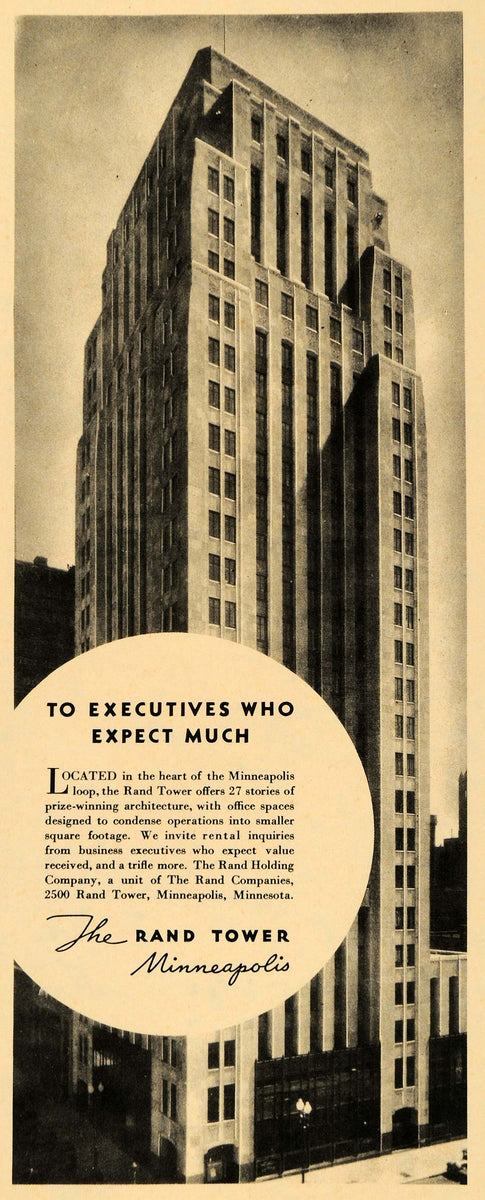 1931 Ad Rand Holding Co Minneapolis Tower 26-story Building Skyscraper ...