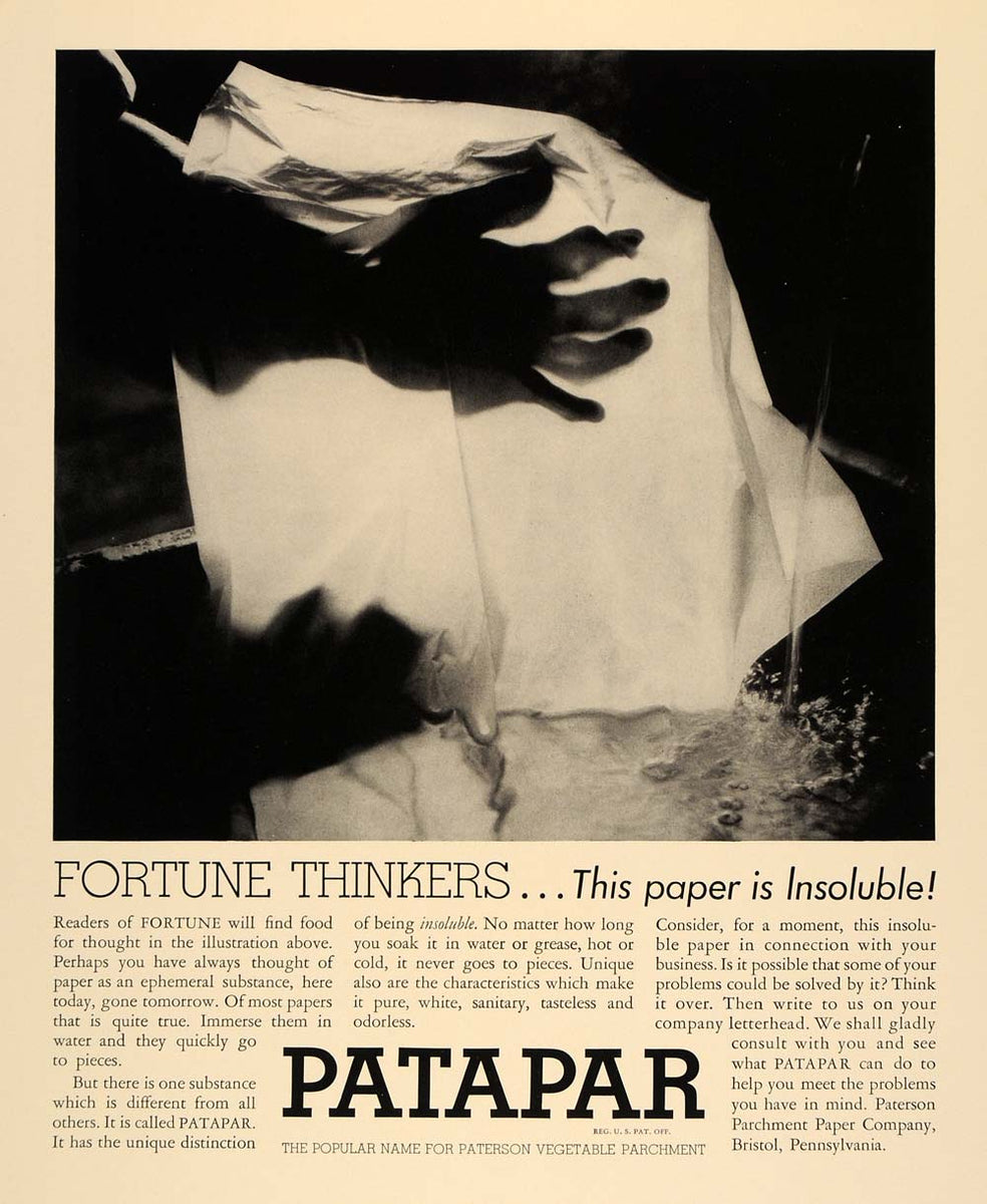 1933 Ad Patapar Paterson Vegetable Parchment Paper - ORIGINAL ADVERTIS ...