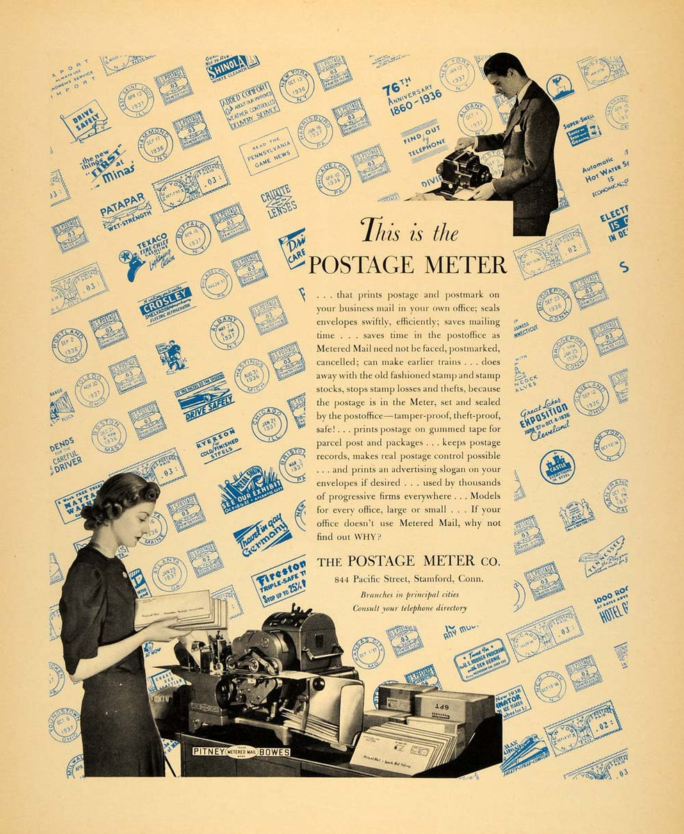 1938 Ad Postage Meter Metered Mail Stamps Post Office - ORIGINAL ADVER ...