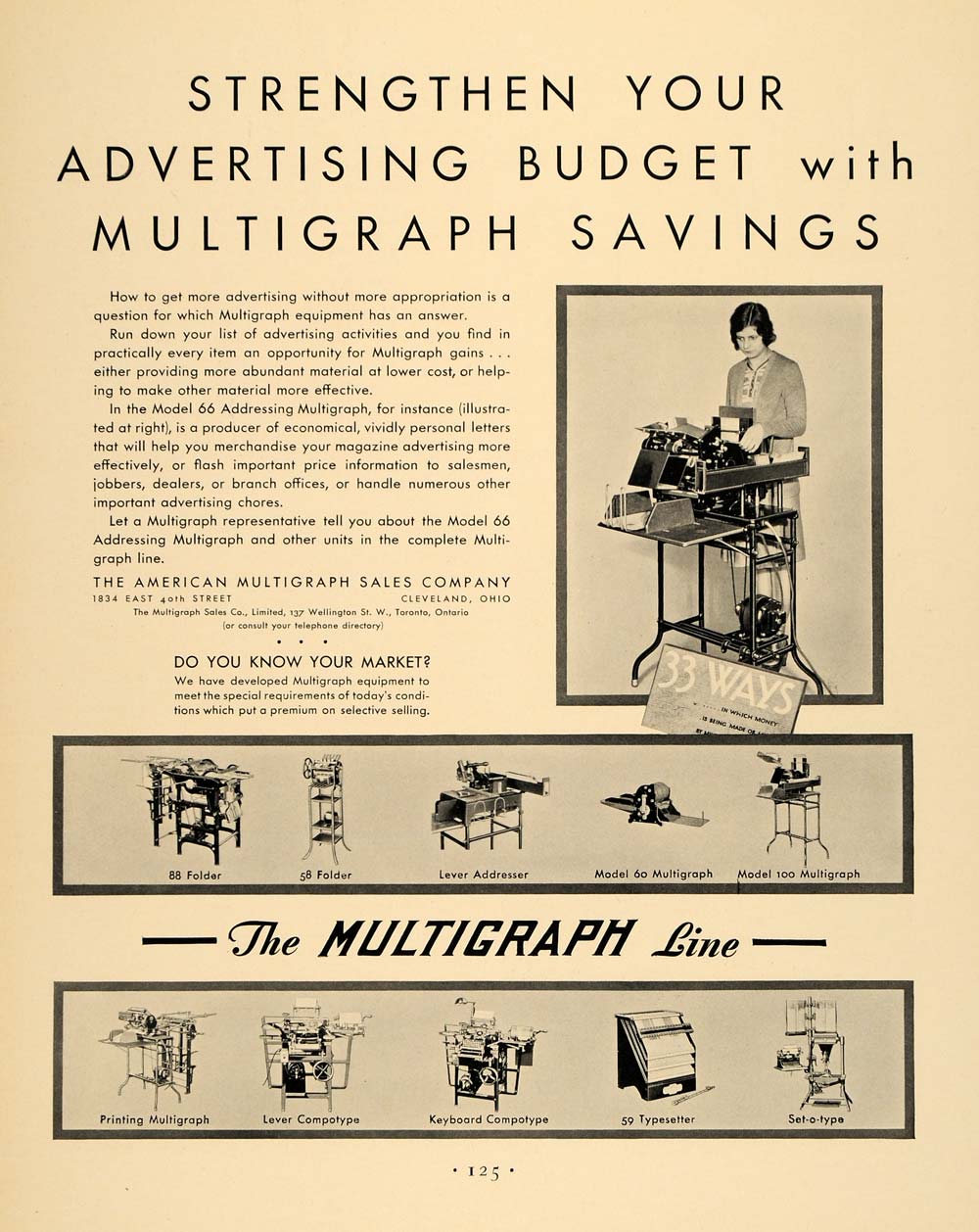 1930 Ad American Multigraph Sales Keyboard Typesetter - ORIGINAL ADVER ...