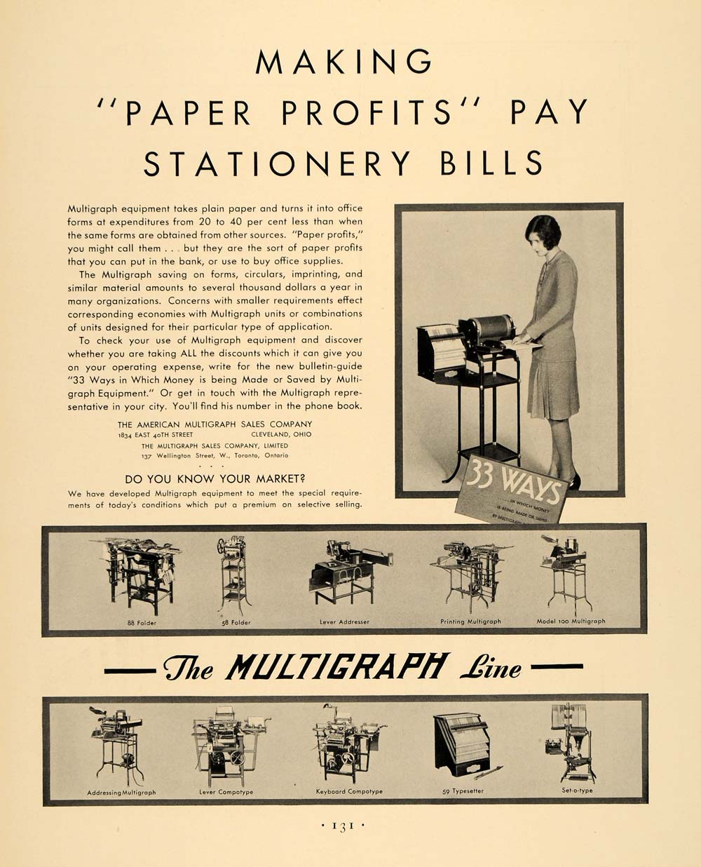 1930 Ad American Multigraph Line Type Printing Folder - ORIGINAL ADVER ...