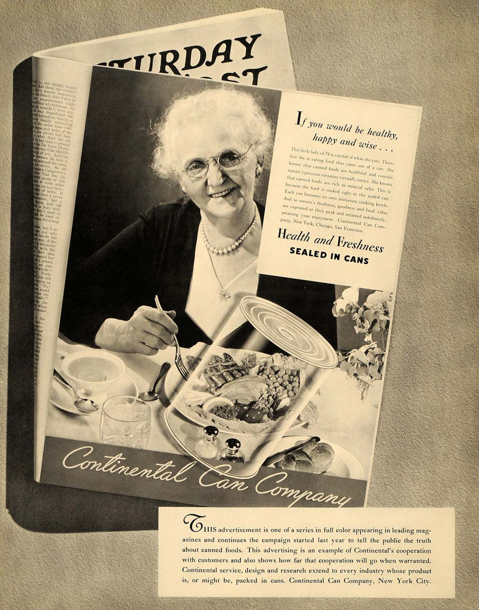 1935 Ad Continental Canned Foods Freshness Dinner Lady - ORIGINAL F3A ...