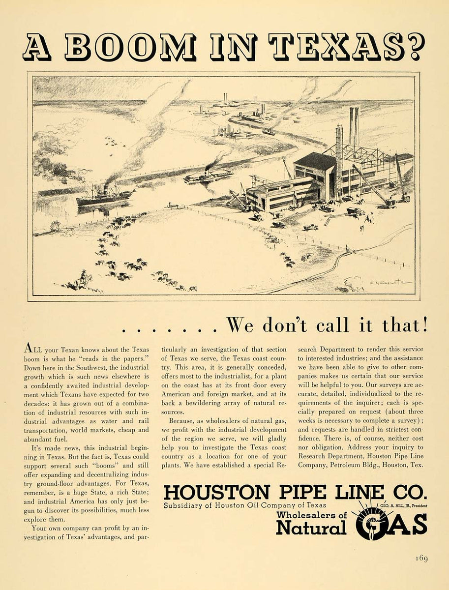 1940 Ad Houston Pipe Line Petroleum Edward Schiwetz - ORIGINAL ADVERTI ...