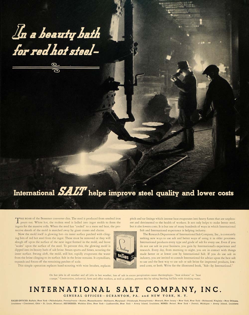 1940 Ad International Sterling Refined Salt SalTabs - ORIGINAL ADVERTI ...
