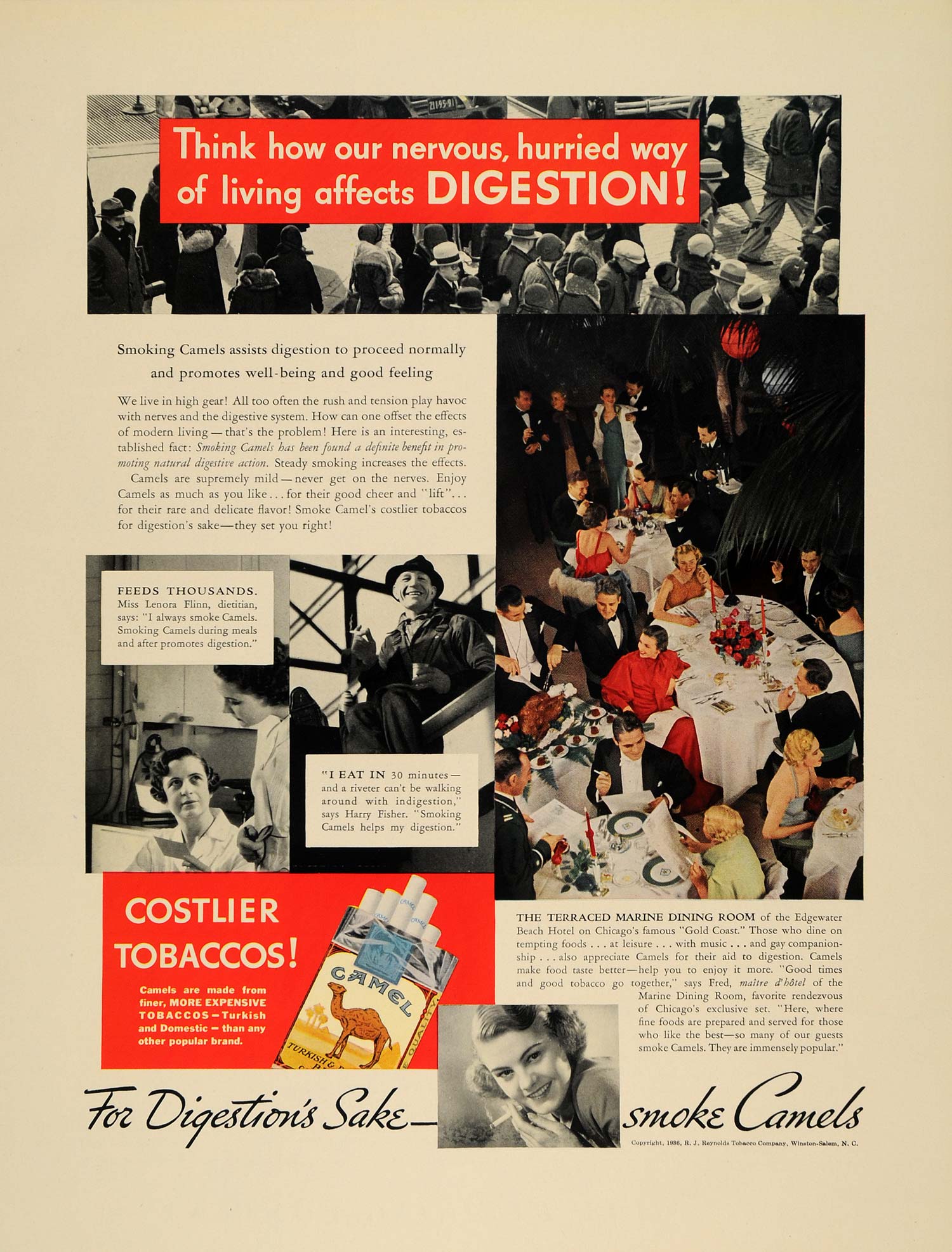 1936 Ad Camel Cigarettes Tobacco Digestion Flinn Fisher - ORIGINAL F5A ...