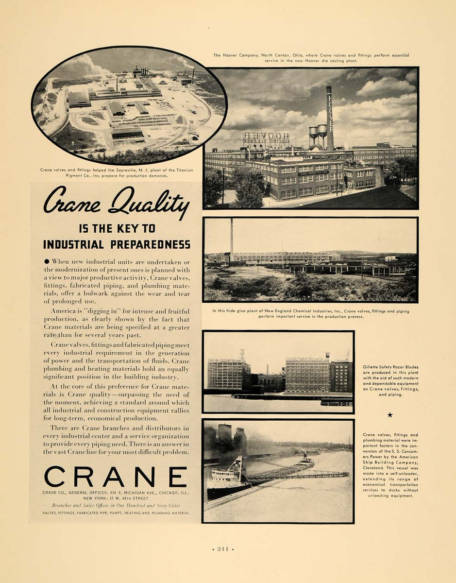 1936 Ad Crane Titanium Pigment Hoover Gillette Plants - ORIGINAL ADVER ...