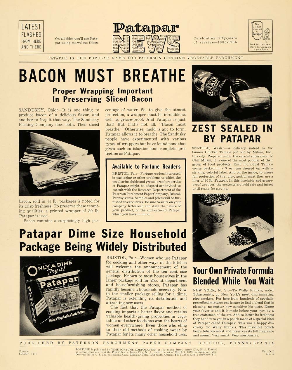 1935 Ad Paterson Patapar Vegetable Parchment Paper - ORIGINAL ADVERTIS ...