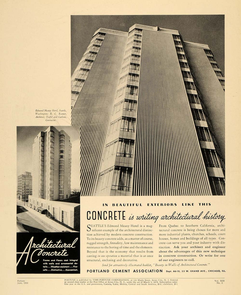 1936 Ad Portland Cement Association Edmond Meany Hotel - ORIGINAL F6A ...