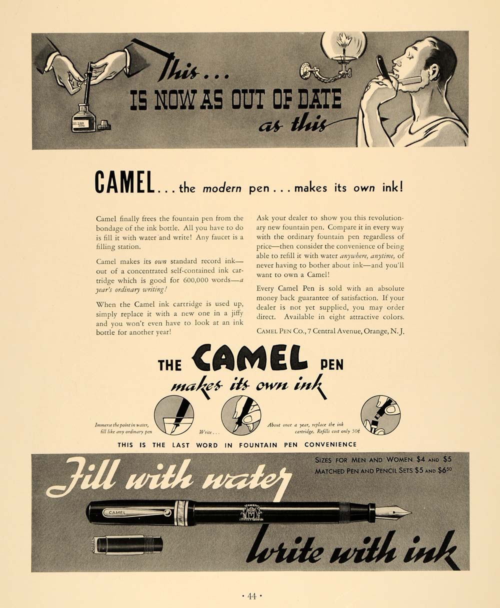 1936 Ad Camel Fountain Pen Ink Vintage Writing Utensils - ORIGINAL F6A ...