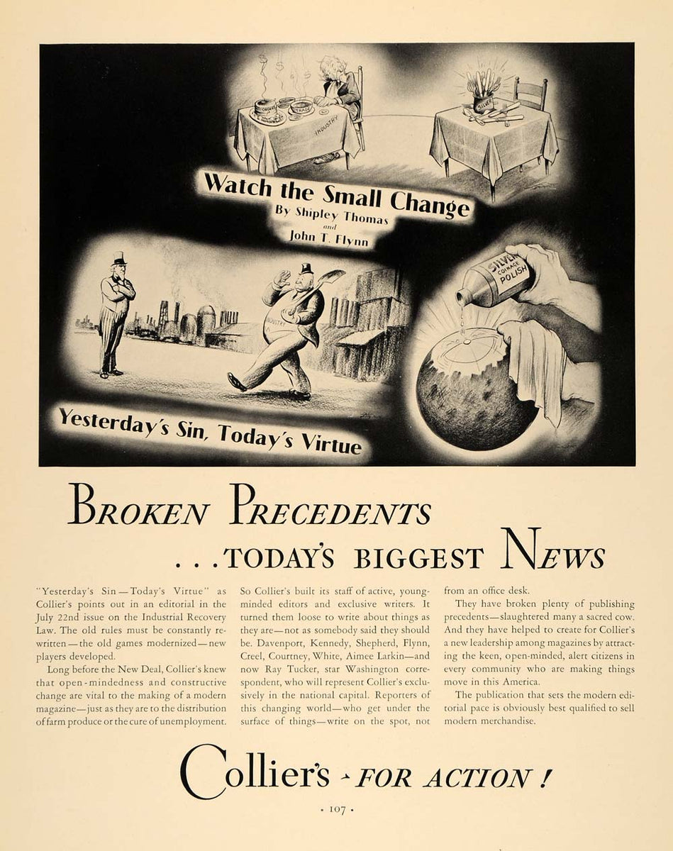 1933 Ad Collier Magazine Shipley Thomas John T. Flynn - ORIGINAL ADVER ...
