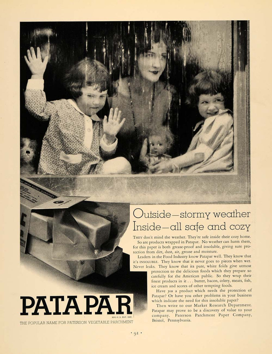 1933 Ad Patapar Paterson Vegetable Parchment Children - ORIGINAL ADVER ...