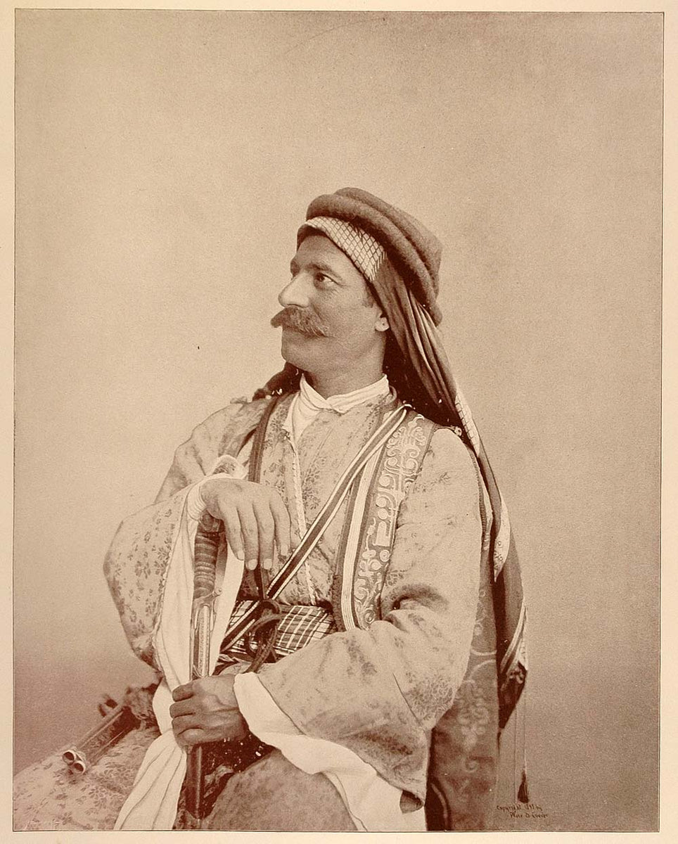 1893 Chicago World's Fair Ethnic Portrait Syrian Man Turban Costume Hi ...