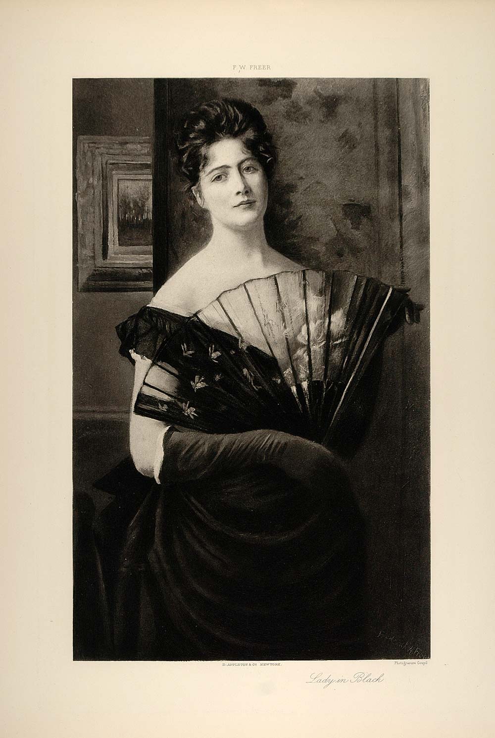 1896 Victorian Lady Fan Portrait Frederick Warren Freer Black FAI5 ...