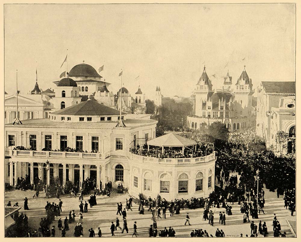 1893 Chicago World's Fair Day Crowd People Oct. 9 Print ORIGINAL HISTO ...