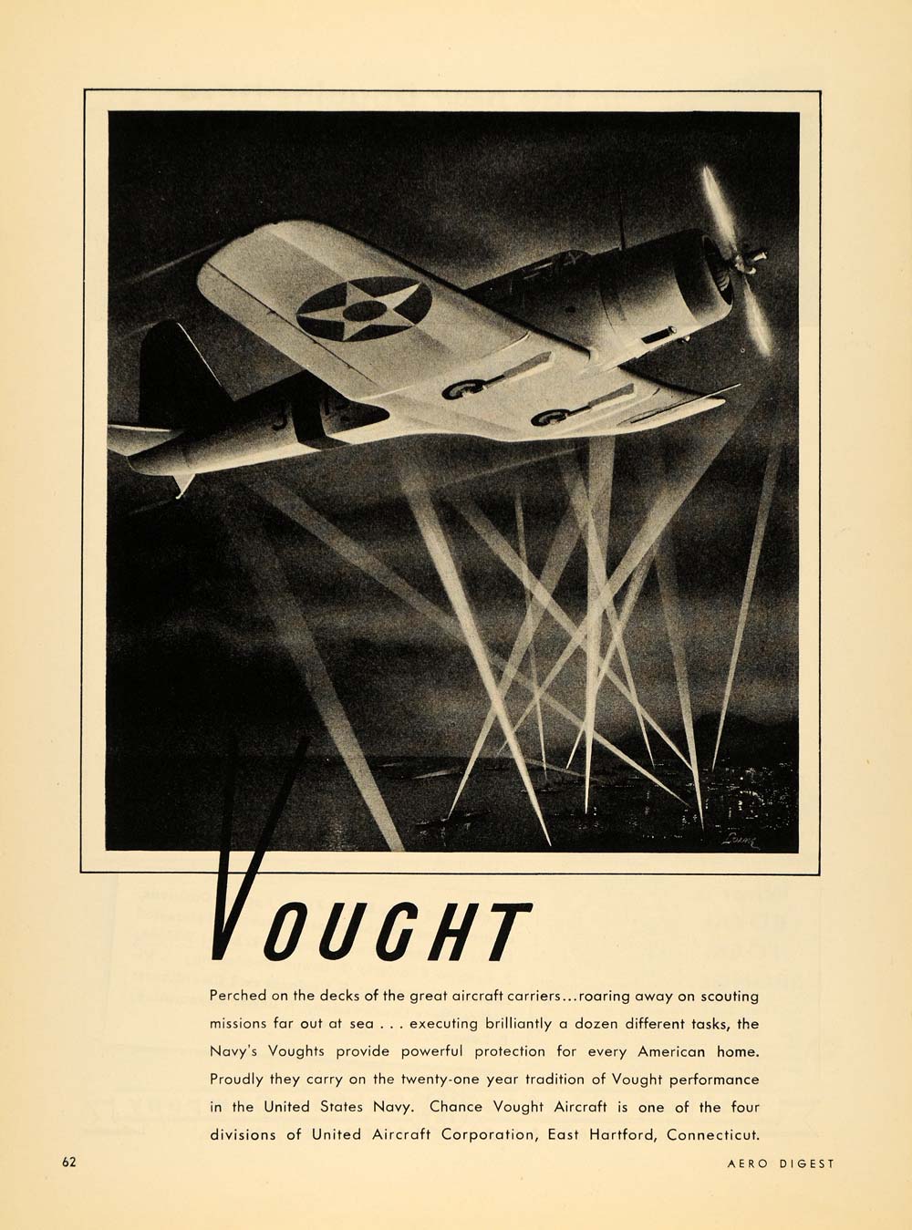 1939 Ad Vought Aircraft United States Navy Hartford Con - ORIGINAL FLY ...