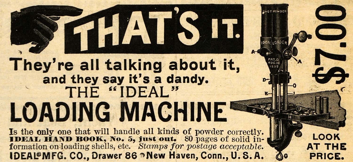1895 Ad Loading Machine Ideal Manufacturing Company - ORIGINAL ADVERTI ...